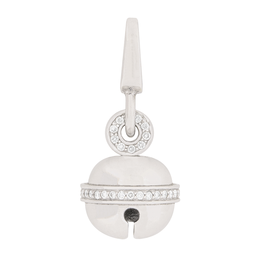 Contemporary White Gold and Diamond Bell Pendant | Farringdons Jewellery