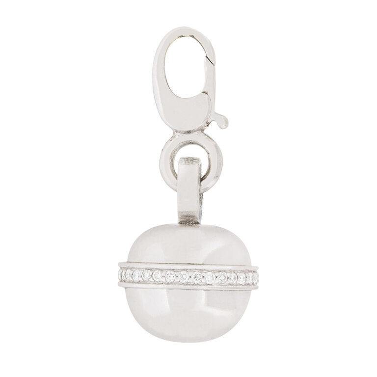 Contemporary White Gold and Diamond Bell Pendant | Farringdons