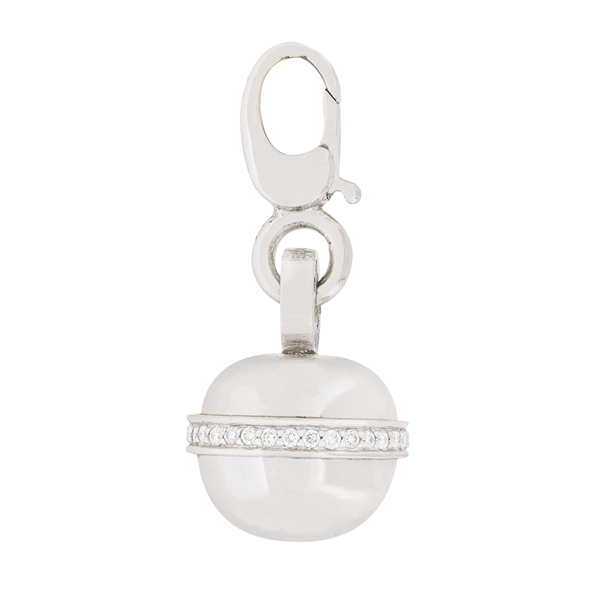 Contemporary White Gold and Diamond Bell Pendant | Farringdons