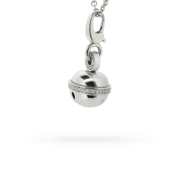 White Gold and Diamond Bell Pendant | Farringdons