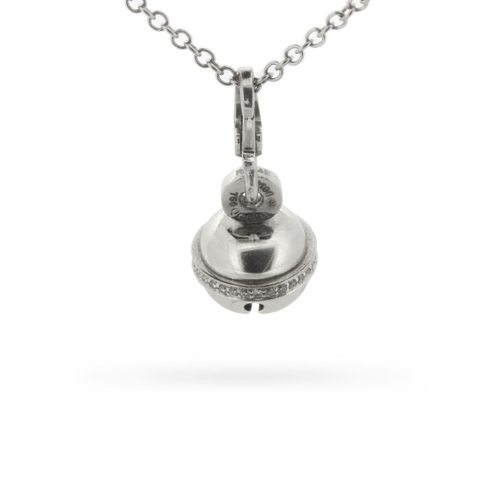 White Gold and Diamond Bell Pendant | Farringdons