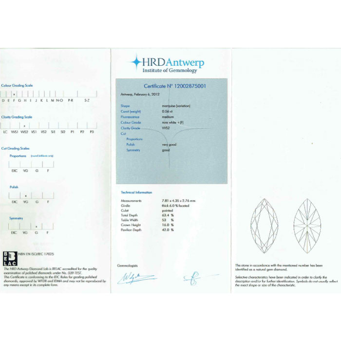 HRD Certified Marquise-Shaped Diamond Solitaire Engagement Ring ...