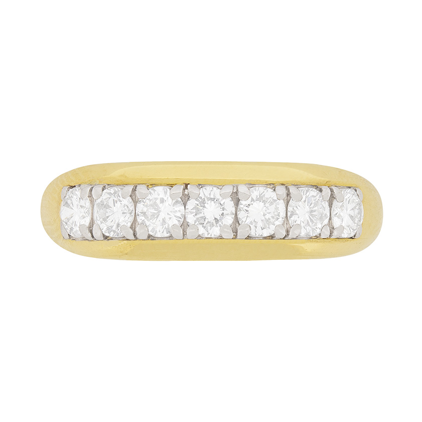 Contemporary Channel Set Seven Stone Round Brilliant Cut Diamond Ring ...