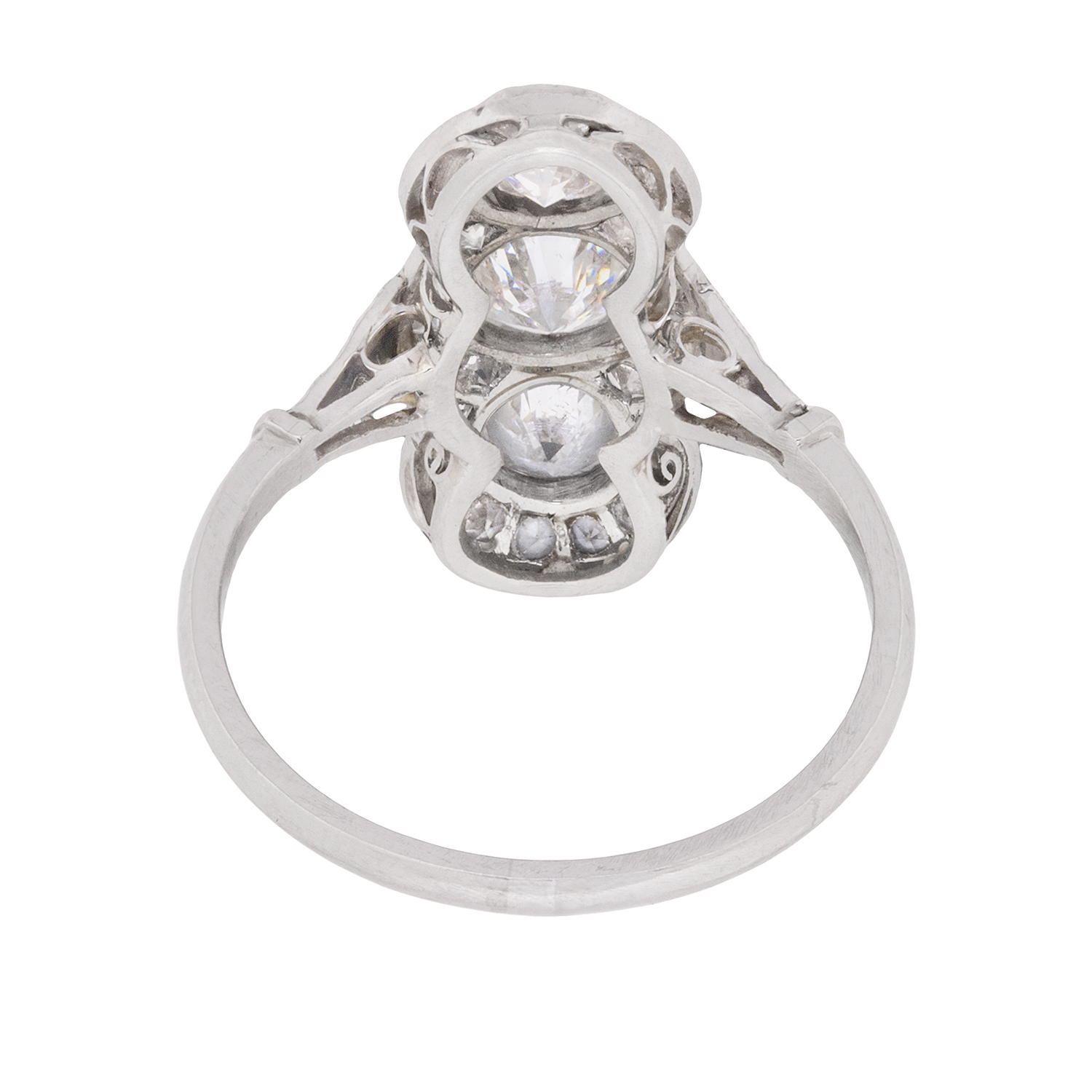 Vintage 1.80 Carat Vertically-Set Three Stone Diamond Ring, c.1950s ...