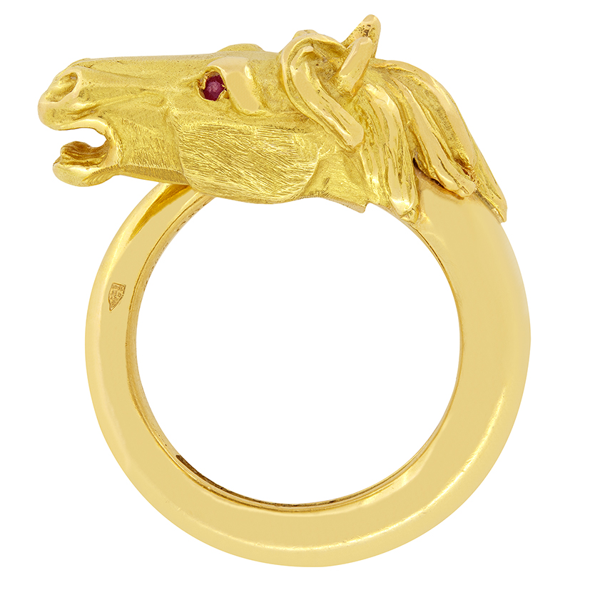 18ct Gold and Ruby Horse Ring | Farringdons Jewellery