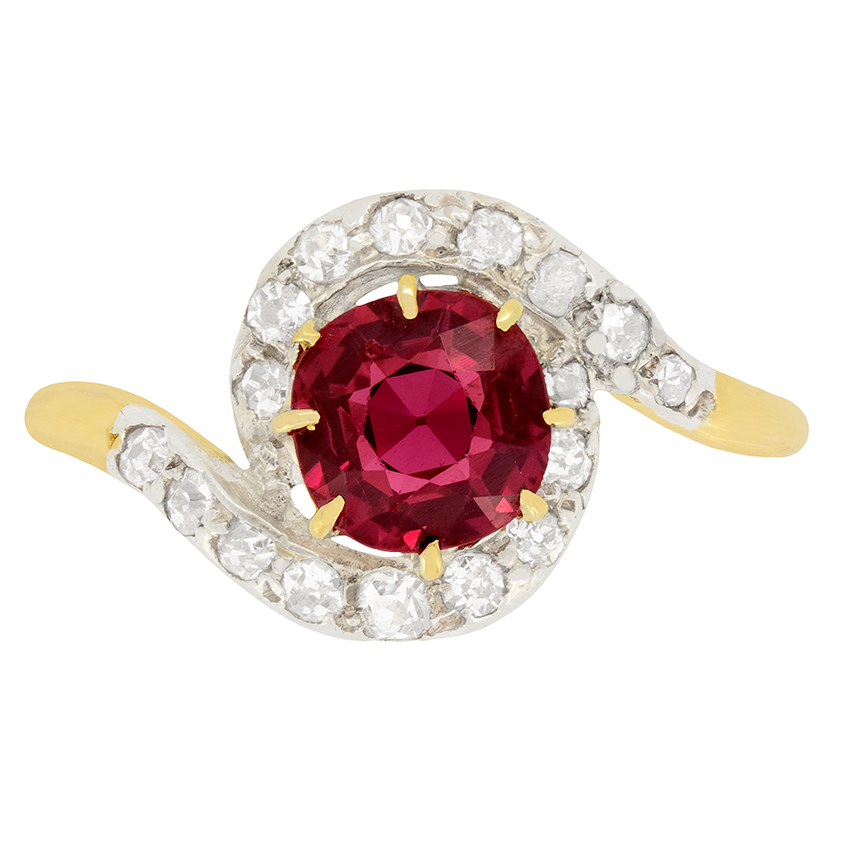 Victorian 1.20ct Ruby and Diamond Twist Ring, c.1880s | Farringdons ...