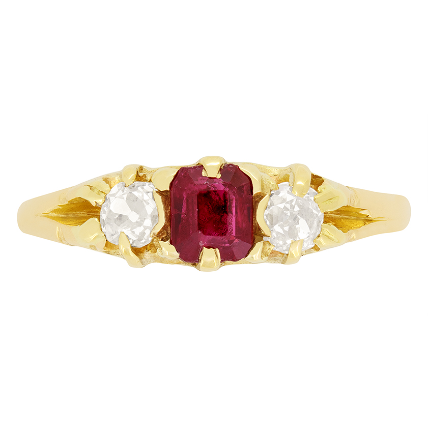 Victorian 0.50ct Ruby and Diamond Trilogy Ring, c.1880s | Farringdons ...