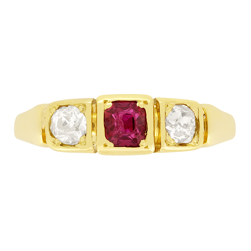 Victorian 0.30ct Ruby and Diamond Trilogy Ring, c.1880s | Farringdons ...