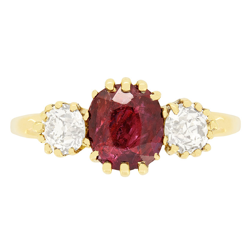 Victorian 1.10ct Ruby and Diamond Trilogy Ring, c.1880s | Farringdons ...