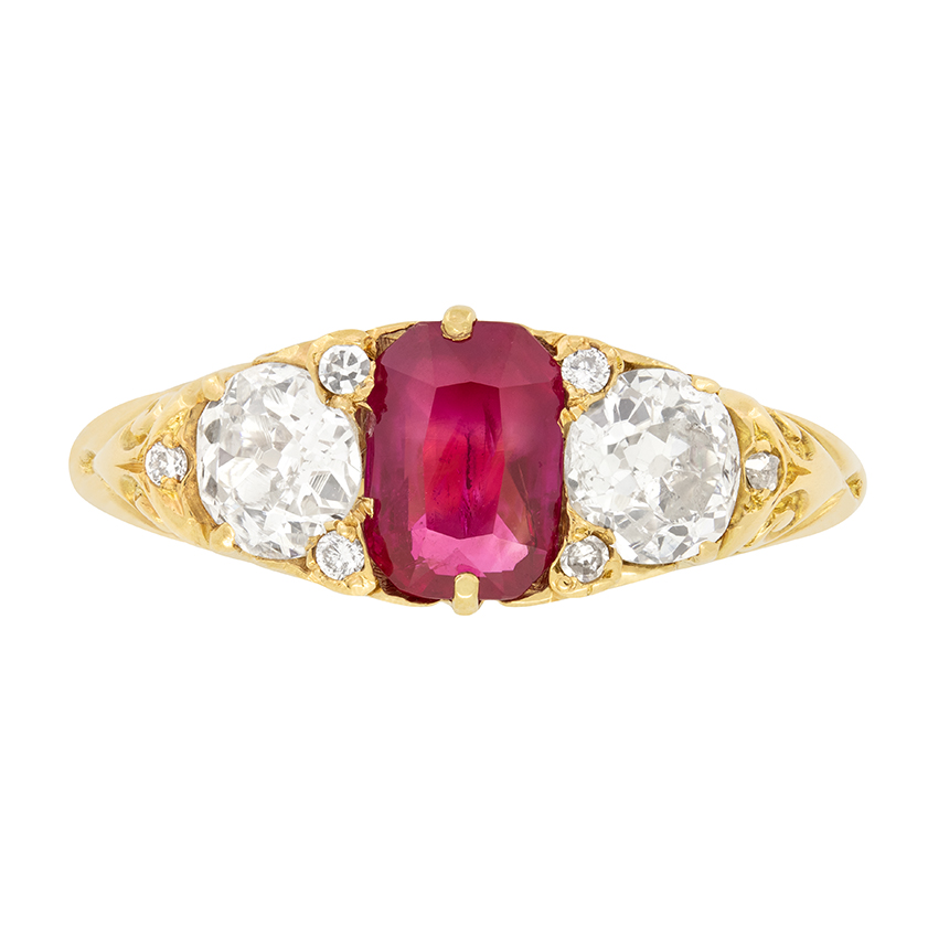 Victorian 1.30ct Ruby and Diamond Trilogy Ring, c.1880s | Farringdons ...