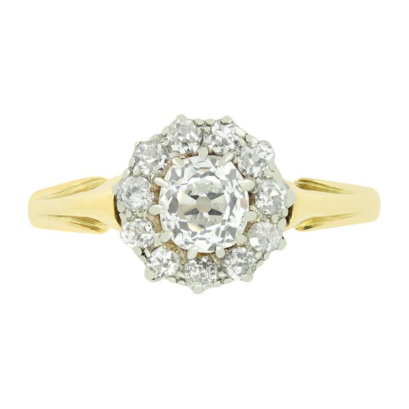Edwardian 0.93ct Diamond Cluster ring, c.1910s | Farringdons Jewellery