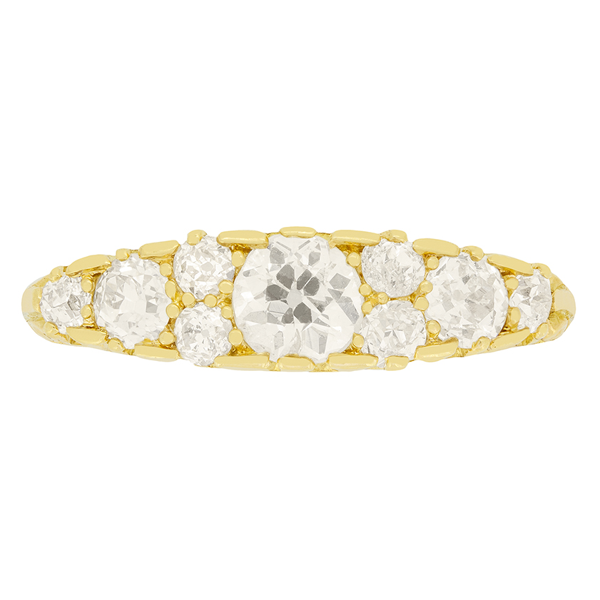 Victorian 1.10ct Diamond Carved Shank Ring, hallmarked 1903 ...