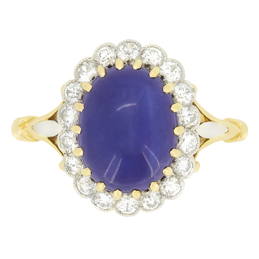 Vintage 7.50ct Sapphire and Diamond Cluster Ring, c.1950s | Farringdons ...